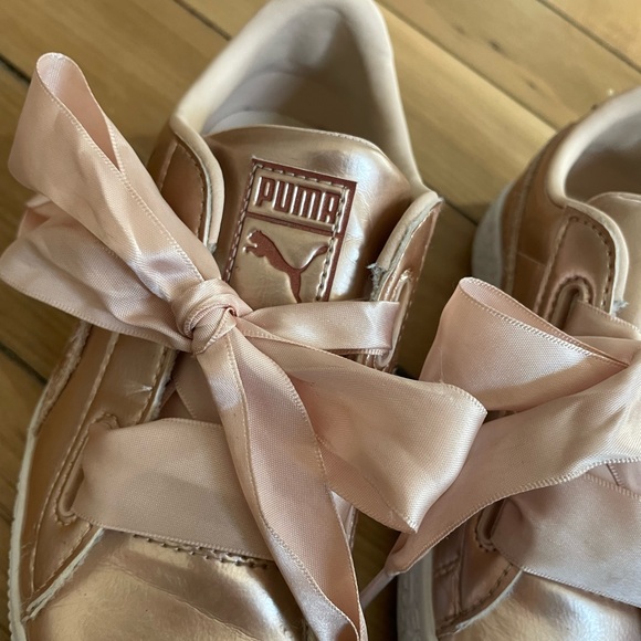 Puma | Shoes | Rose Gold Puma Sneakers With Ribbon Tie | Poshmark
